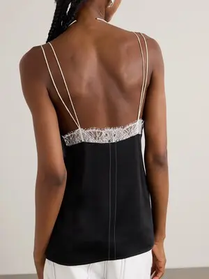 Victoria Beckham Paneled Lace-trimmed Satin Camisole