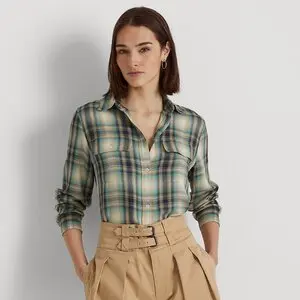 Ralph Lauren Plaid Cotton Twill Shirt - Blue/green Multi