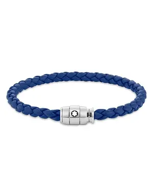 Montblanc Stainless Steel And Leather Bracelet - Black