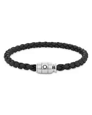 Montblanc Stainless Steel And Leather Bracelet - Blue