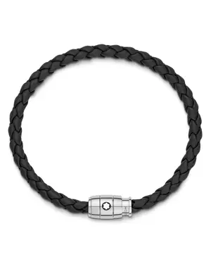Montblanc Stainless Steel And Leather Bracelet - Blue
