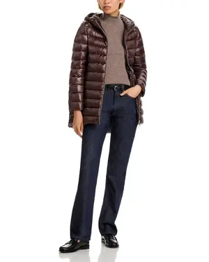 Herno Quilted Hooded A-line Coat - Chocolate