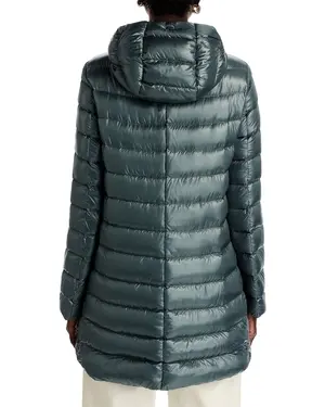 Herno Quilted A-line Hooded Coat - Peacock Blue