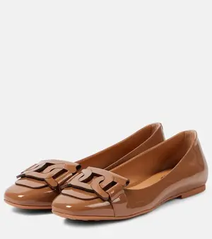 TOD'S Kate Patent Leather Ballerinas - Brown