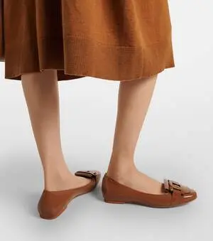 TOD'S Kate Patent Leather Ballerinas - Brown