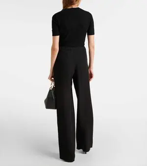 Valentino Garavani Cady Couture Wide-leg Pants - Black