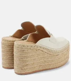 GIANVITO ROSSI Leather Espadrille Wedges - White