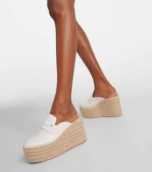 GIANVITO ROSSI Leather Espadrille Wedges - White