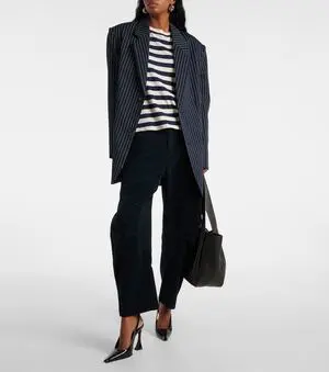 NILI LOTAN Brady Striped Cotton T-shirt - Blue