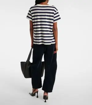 NILI LOTAN Brady Striped Cotton T-shirt - Blue
