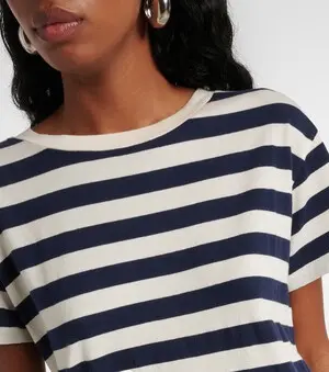 NILI LOTAN Brady Striped Cotton T-shirt - Blue