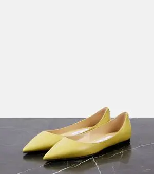 JIMMY CHOO Love Leather Ballet Flats - Yellow
