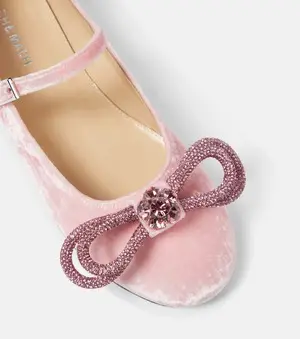 Mach & Mach Double Bow Velvet Ballet Flats - Pink