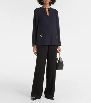 Valentino Garavani Cady Couture High-rise Wide-leg Pants - Black