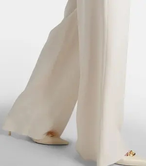 Valentino Garavani Cady Couture High-rise Wide-leg Pants - White