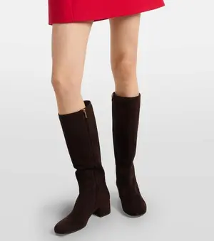 GIANVITO ROSSI 45 Suede Knee-high Boots - Brown