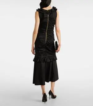 Carolina Herrera Ruffled Cotton-blend Midi Dress - Black