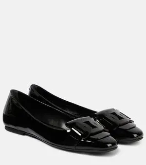 TOD'S Kate Patent Leather Ballerinas - Black