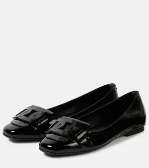 TOD'S Kate Patent Leather Ballerinas - Black