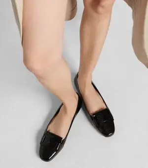 TOD'S Kate Patent Leather Ballerinas - Black