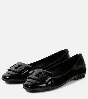 TOD'S Kate Patent Leather Ballerinas - Black