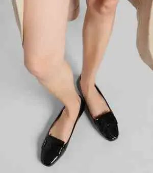 TOD'S Kate Patent Leather Ballerinas - Black