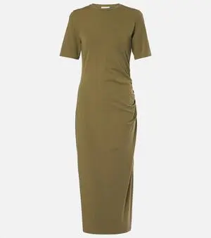 Vince Vince Cotton-Blend Jersey Midi Dress Green