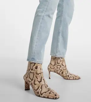 AQUAZZURA Blade Snake-effect Leather Ankle Boots