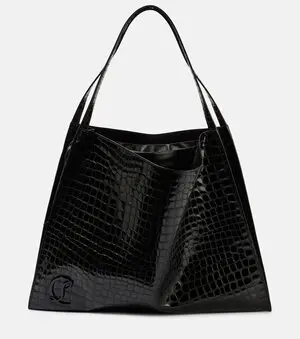 CHRISTIAN LOUBOUTIN Le 54 Croc-effect Leather Shoulder Bag - Black