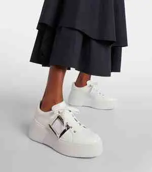 ROGER VIVIER Viv' Skate Leather Sneakers - White
