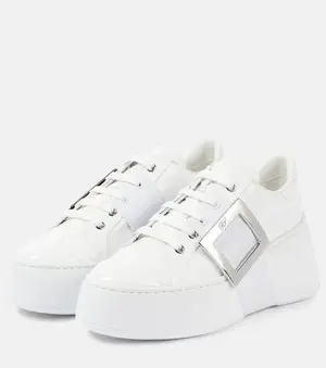 ROGER VIVIER Viv' Skate Leather Sneakers - White