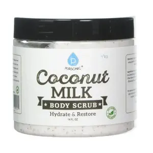 PURSONIC 100% Natural Coconut Milk Body Scrub 14oz - White