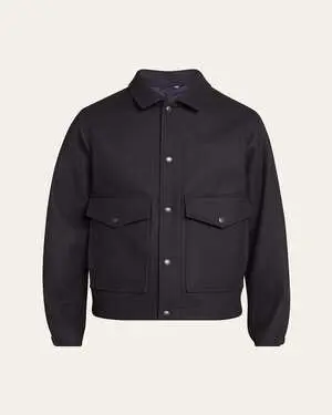 Moncler Men's Fredarola Wool Overshirt - Navy