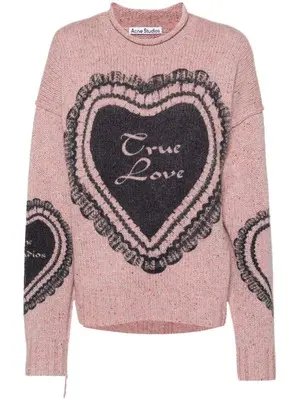 Acne Studios Heart-print Chunky-knit Jumper