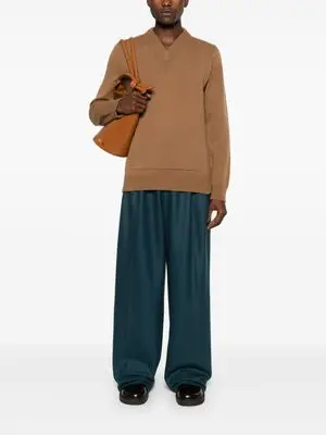 JIL SANDER V-neck Ribbed-knit Jumper - Brown