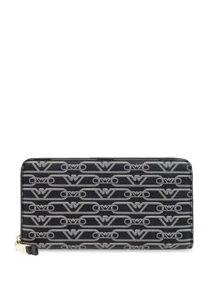 Emporio Armani Jacquard-print Zipped Wallet - Black