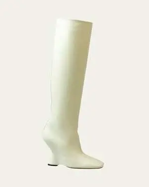 Dries Van Noten Dries Van Noten Glove Leather Wedge Knee Boots - Mint
