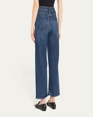 AGOLDE Ren Wide-leg Cropped Jeans - Dkblue