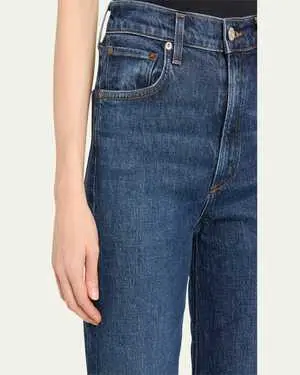 AGOLDE Ren Wide-leg Cropped Jeans - Dkblue