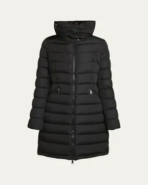 Moncler Flammette Long Down Jacket - Black