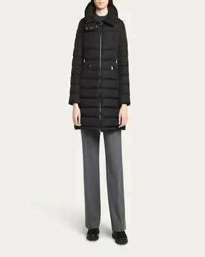 Moncler Flammette Long Down Jacket - Black