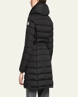 Moncler Flammette Long Down Jacket - Black