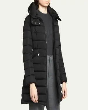 Moncler Flammette Long Down Jacket - Black