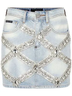 Philipp Plein Denim Mini-skirt - Blue