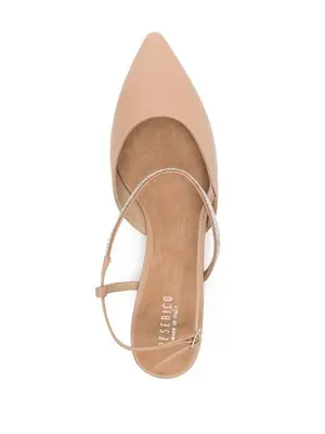 Peserico Pointed Leather Ballerina Shoes