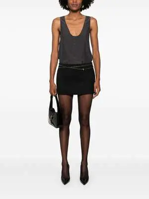 Saint Laurent Henley Neck Silk Tank Top - Grey