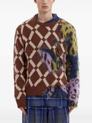 Marni Distressed-effect Color-block Jumper