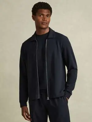 REISS Hudson Textured Zip-through Overshirt