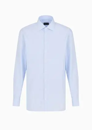 Giorgio Armani Regular-fit Shirt In Striped Luxury Cotton Azure