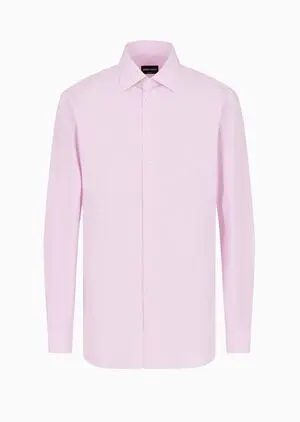 Giorgio Armani Regular-fit Shirt In Striped Luxury Cotton Pink